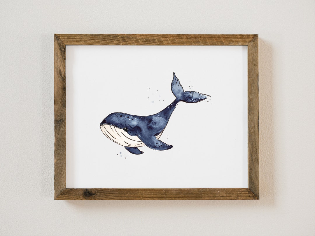 Bubbly Whale Ink and Watercolor Art Print Humpback Whale Painting for ...