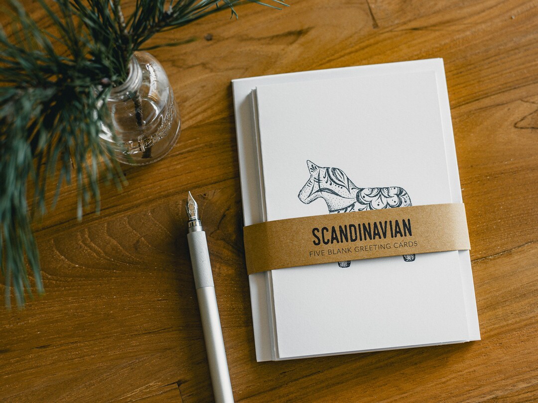 Pack of Five Blank Scandinavian Cards | Hand Drawn Designs | Nordic ...