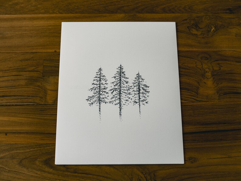 Hand-drawn North Woods Fir Tree Art Print Minnesota Art - Etsy