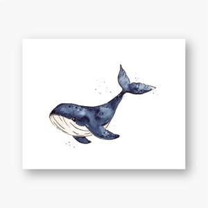 Bubbly Whale Ink and Watercolor Art Print | Humpback Whale Painting for ...
