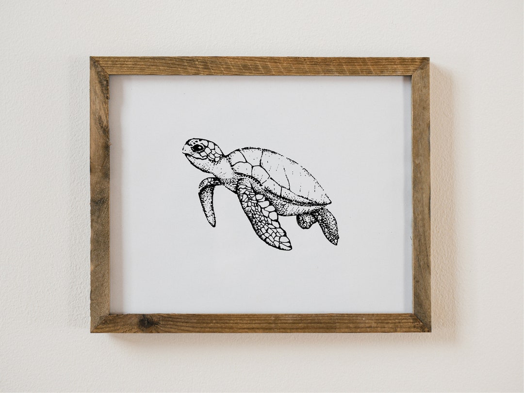 Hand-drawn Sea Turtle Art Print: Minimalist Nursery Decor - Etsy