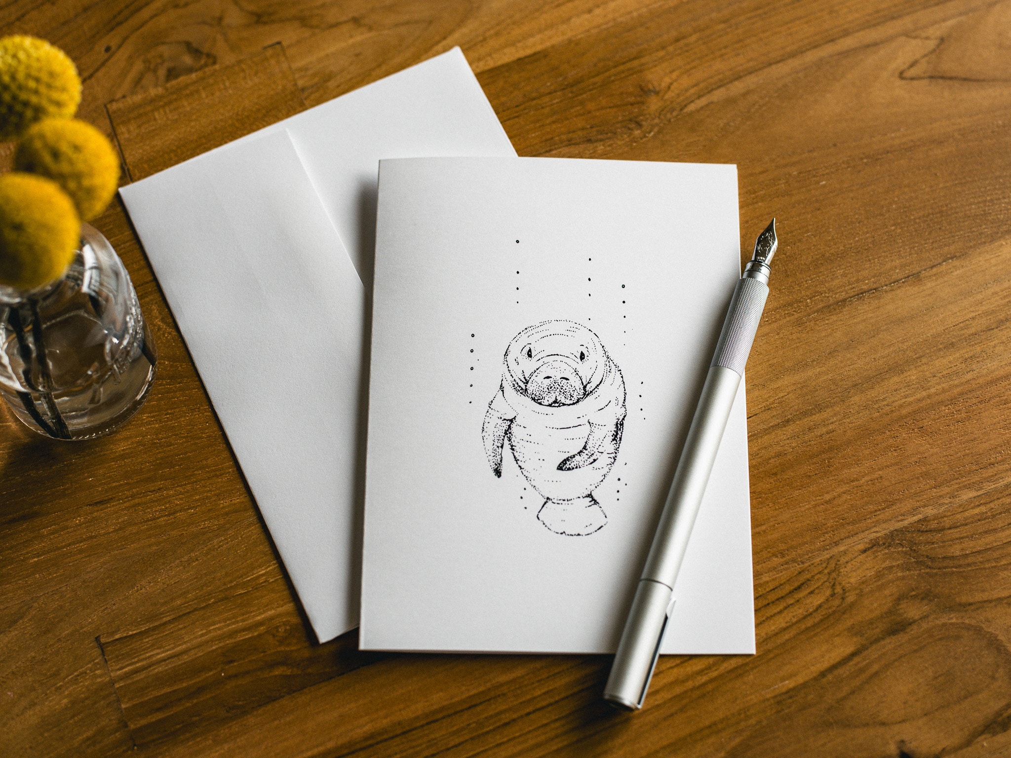Marine Life Greeting Card Set: Black and White Ocean Animal Art - Etsy