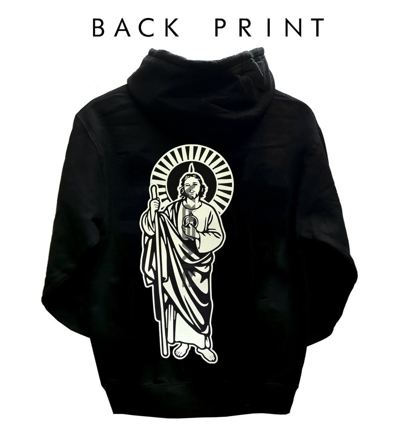 San Judas Tadeo Hoodie Black Glow in Dark, San Juditas Hoodie, Sweater ...