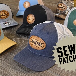 Custom Leather Patch Hat | Laser Cut & Engraved | Sewn on | Hand ...