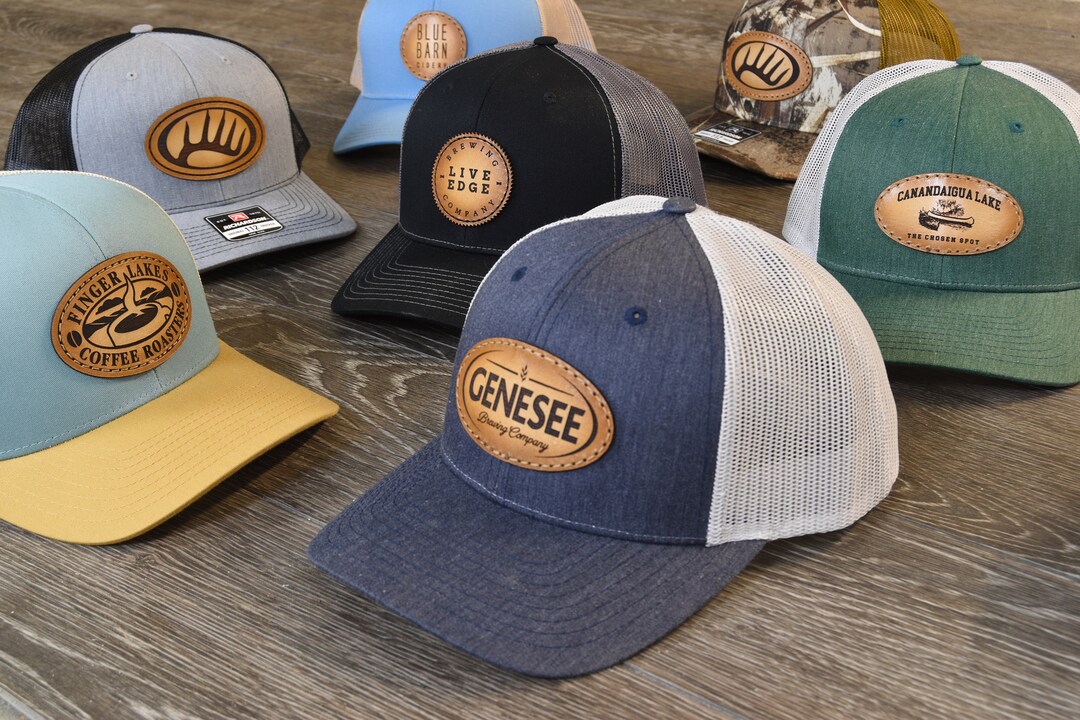 Custom Leather Patch Hat Laser Cut & Engraved Sewn on - Etsy