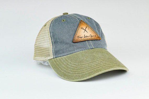 Custom Leather Patch dad Hat Sewn on Hand | Etsy