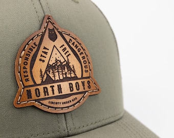 Custom Leather Patch Baseball Hats Sewn on Hand Finished Leather Custom ...