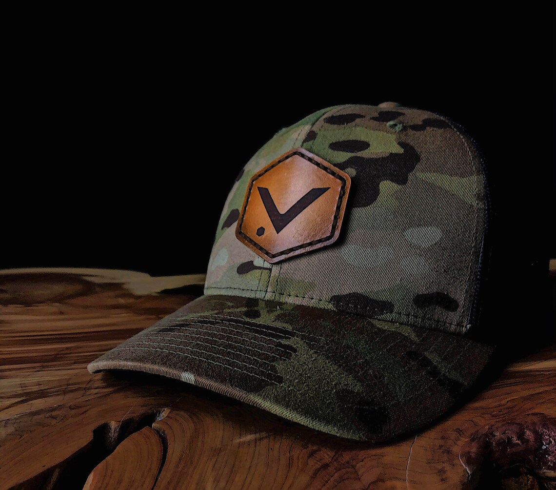 Camo Custom Leather Patch Hat Laser Cut & Engraved Sewn on - Etsy