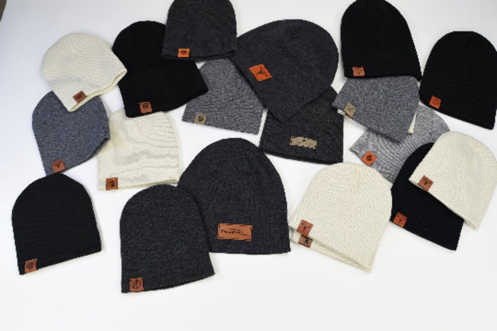 Custom Leather Patch Winter Beanies Classic Winter Hats | Etsy