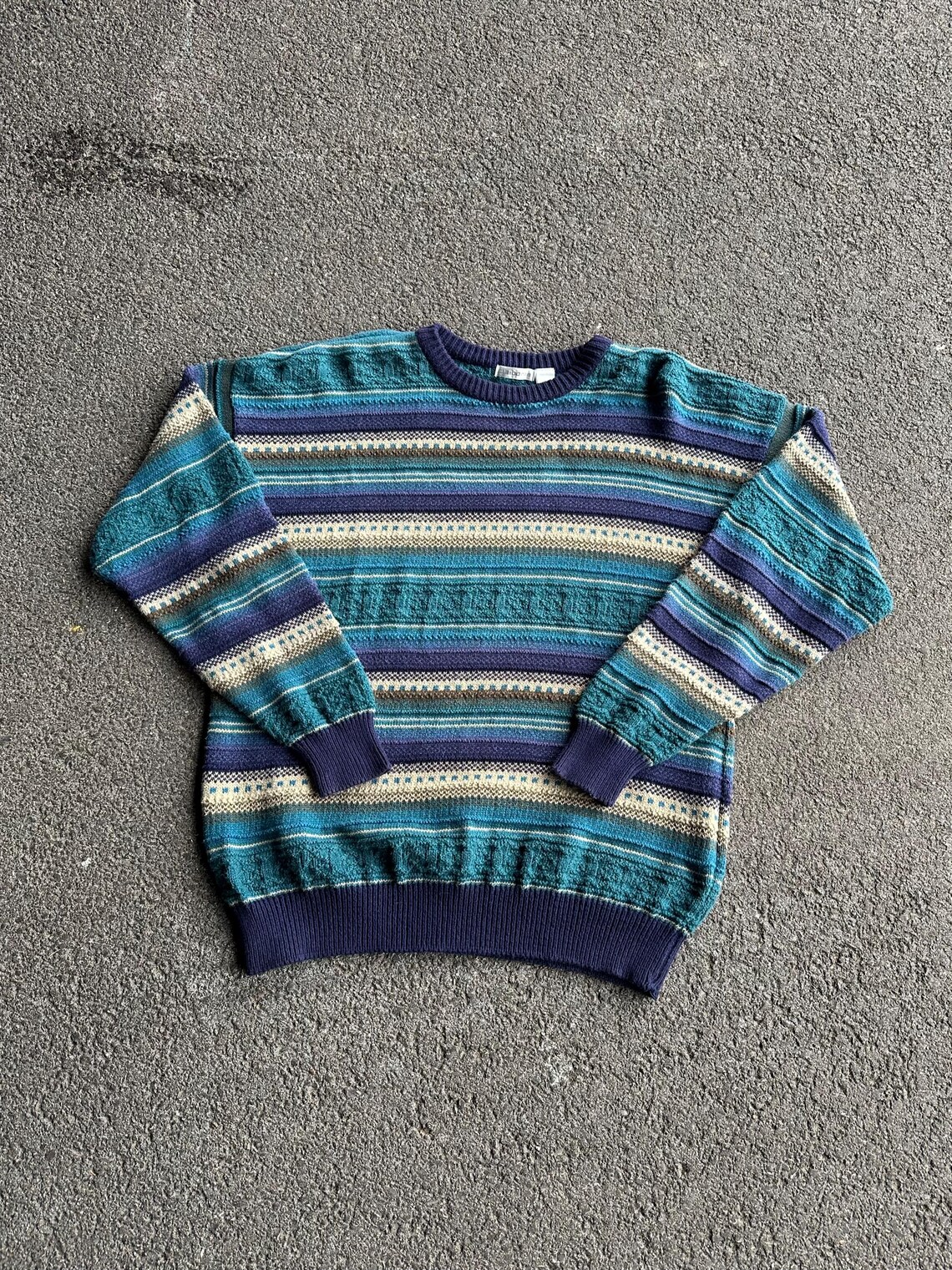 Vintage 90s Colorful Stripped Textured Claiborne Sweater - Etsy