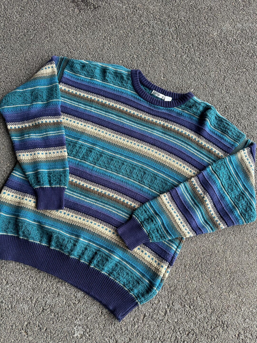 Vintage 90s Colorful Stripped Textured Claiborne Sweater - Etsy