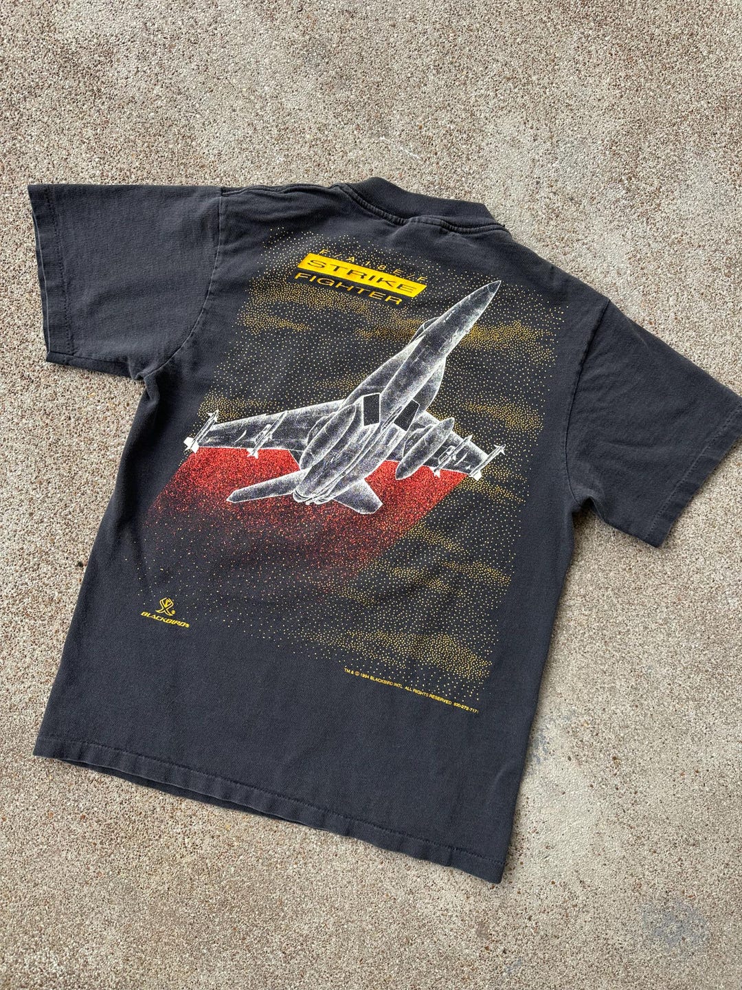 Vintage 90s Black Bird Fighter Jet Double Sided T Shirt - Etsy
