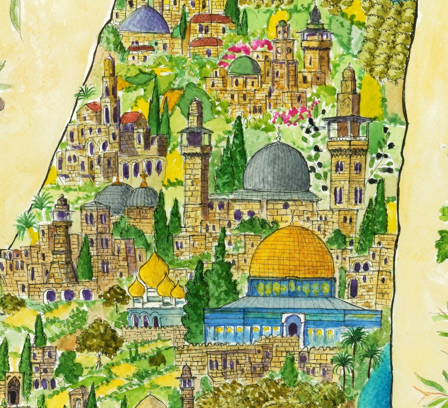 Map of Free Palestine - Watercolors - Art - Wall Art - Poster - Map - Etsy