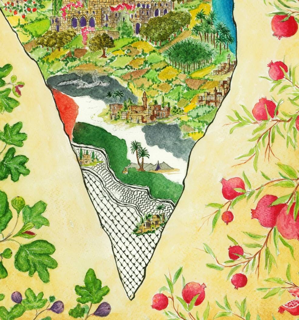 Map of Free Palestine Watercolors Art Wall Art Poster - Etsy