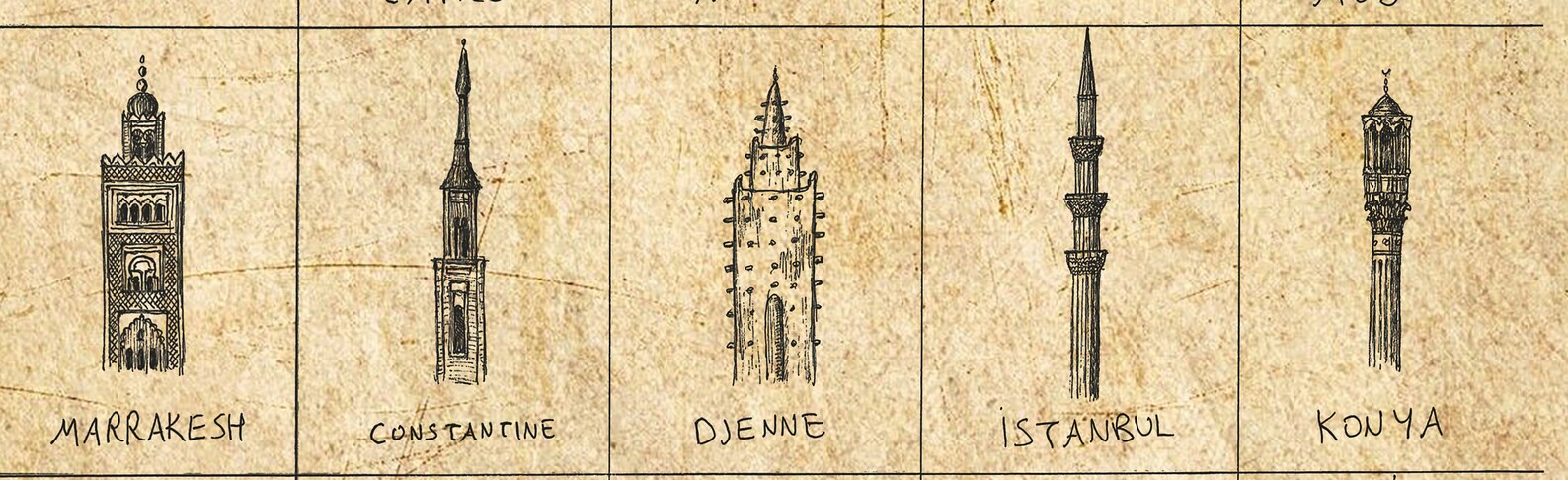 Collection of 25 Minarets - Islamic Wall Art Print | Ornaments of the ...