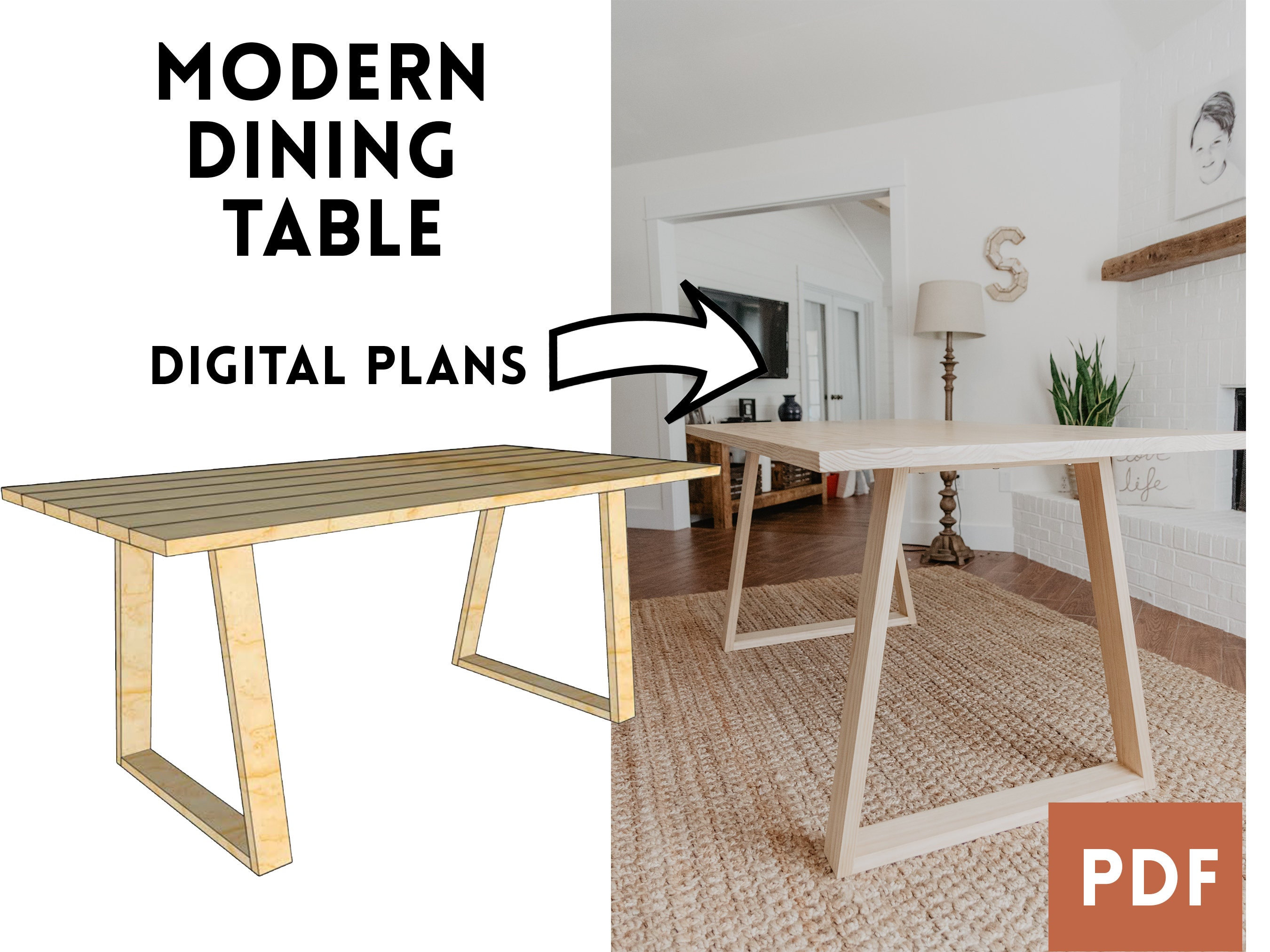 Modern Dining Table Digital Plans - Etsy