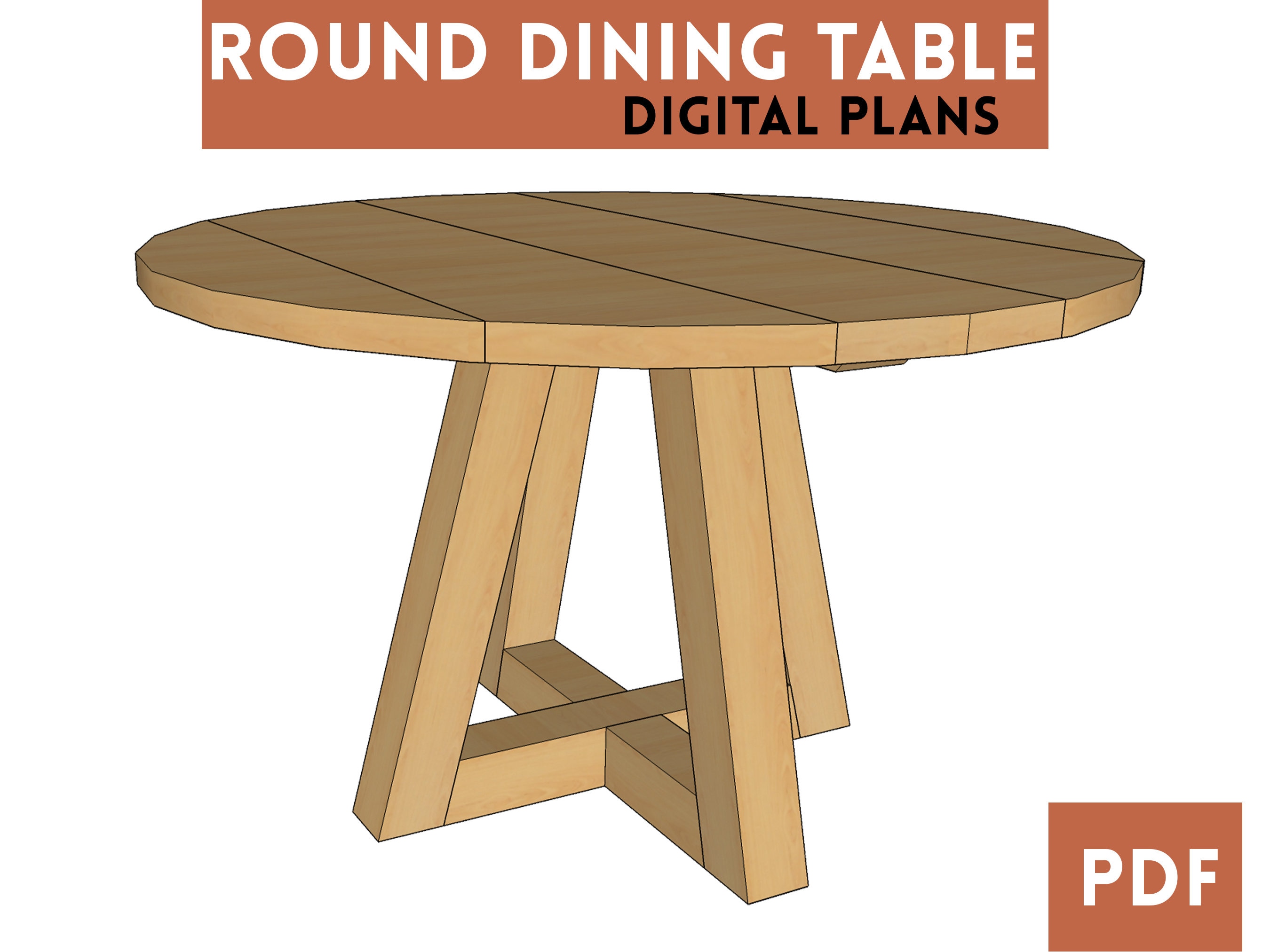 Round Dining Table - Digital Plans - Etsy