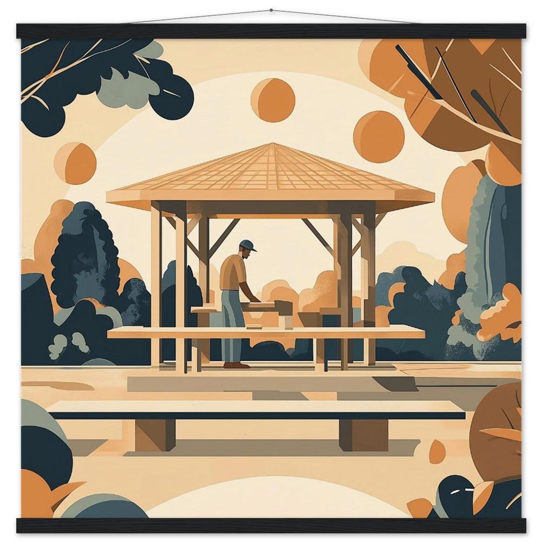 The Carpenter: Wall Hanging, Mid Century Warm Earth Tone Modern Minimal ...
