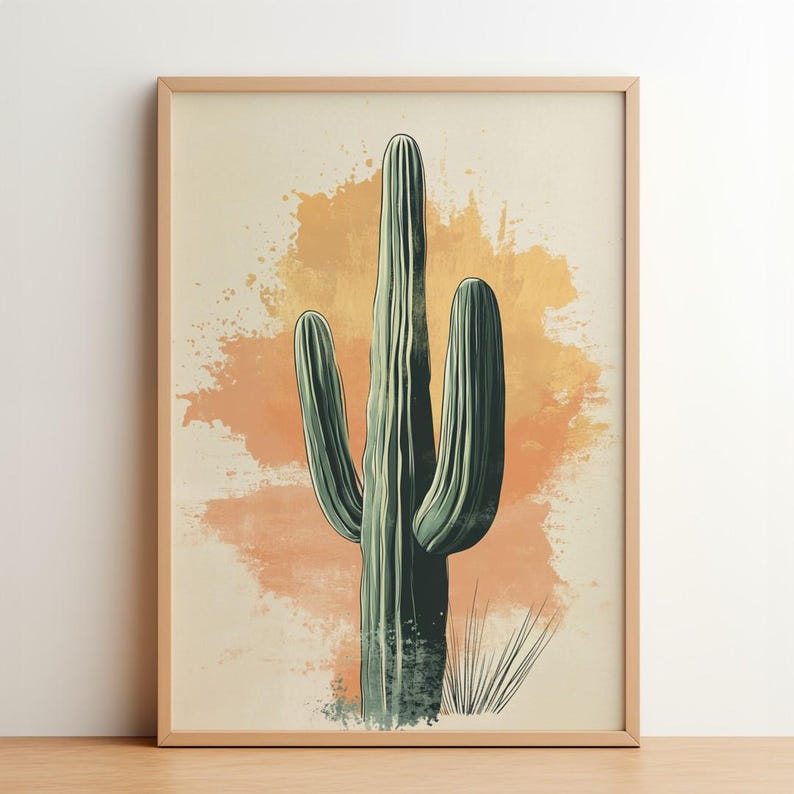 Saguaro Splash: Poster | Desert Botanical Print | Southwestern Nature ...