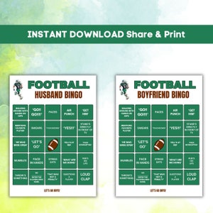 Husband Football Bingo, Boyfriend Football Bingo, Football Bingo ...