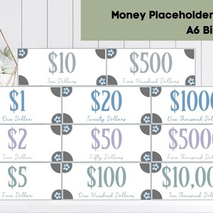 Money Placeholders Printable for A6 Budget Binders, Cash Envelope ...