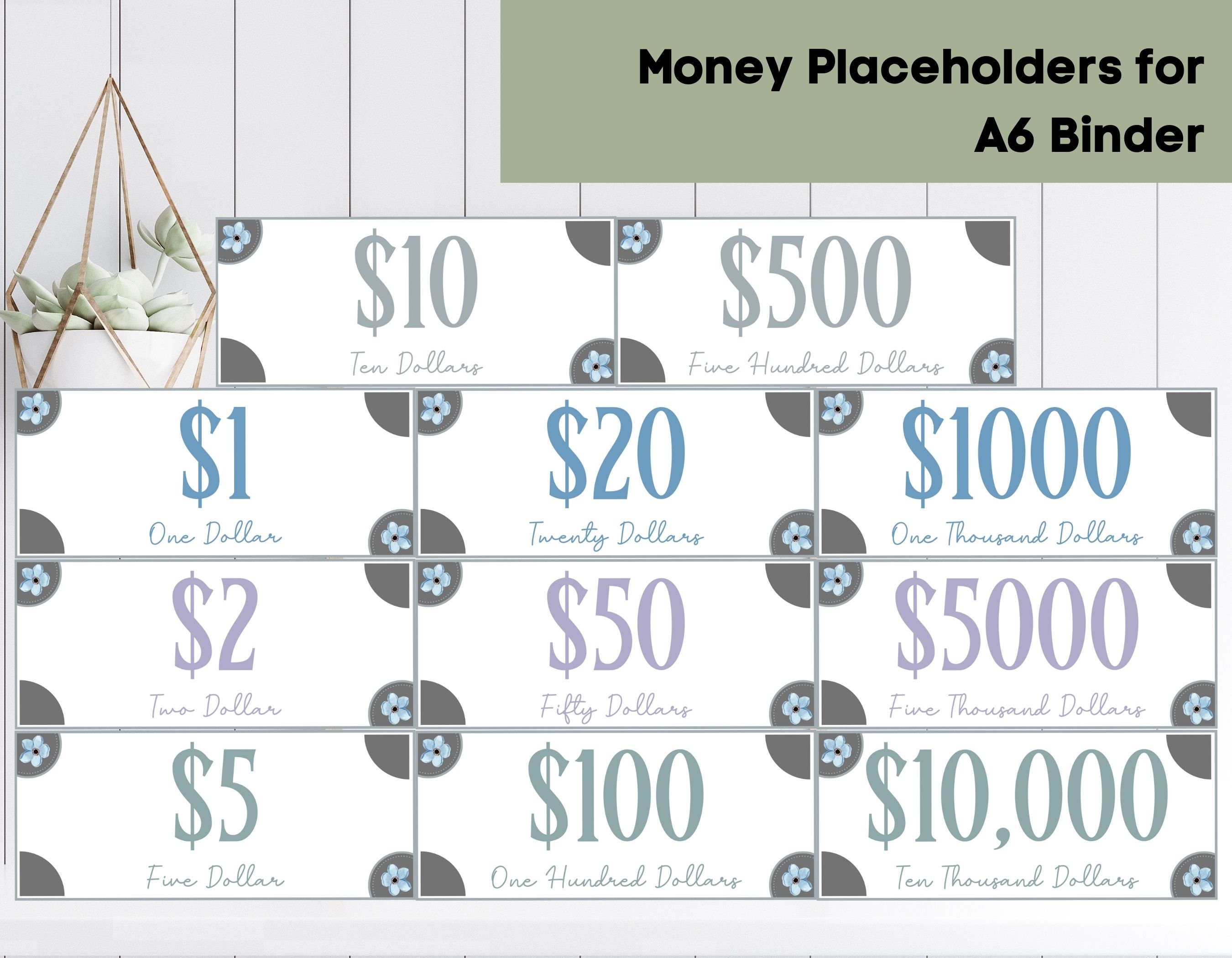 Money Placeholders Printable for A6 Budget Binders, Cash Envelope ...