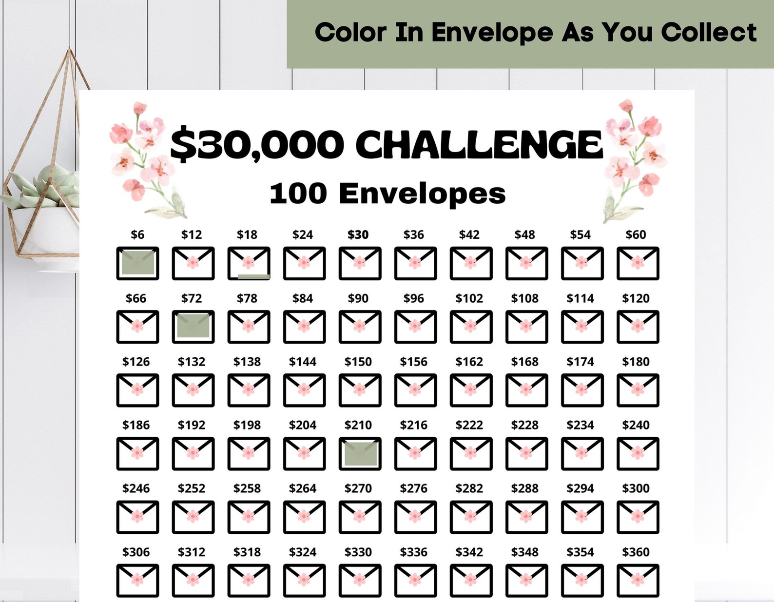 30K 100 Envelope Challenge Printable 30K Challenge Savings - Etsy