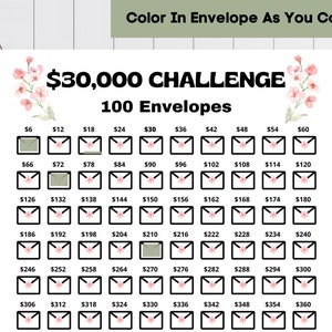 30K 100 Envelope Challenge Printable, 30K Challenge, Savings Goal, US ...