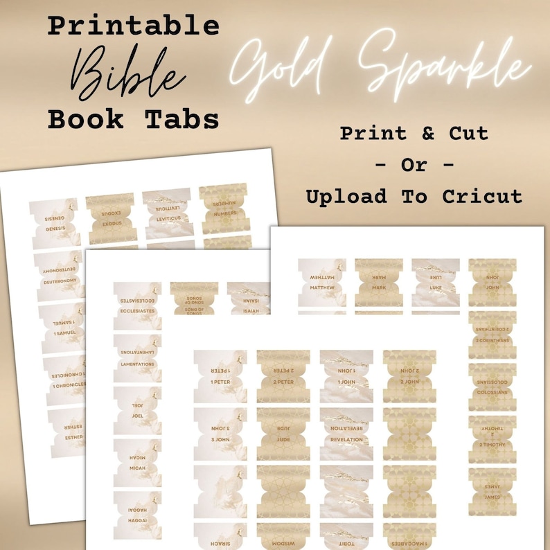 Printable Bible Tabs, Gold Bible Tabs, Digital Bible Tabs, DIY Bible ...