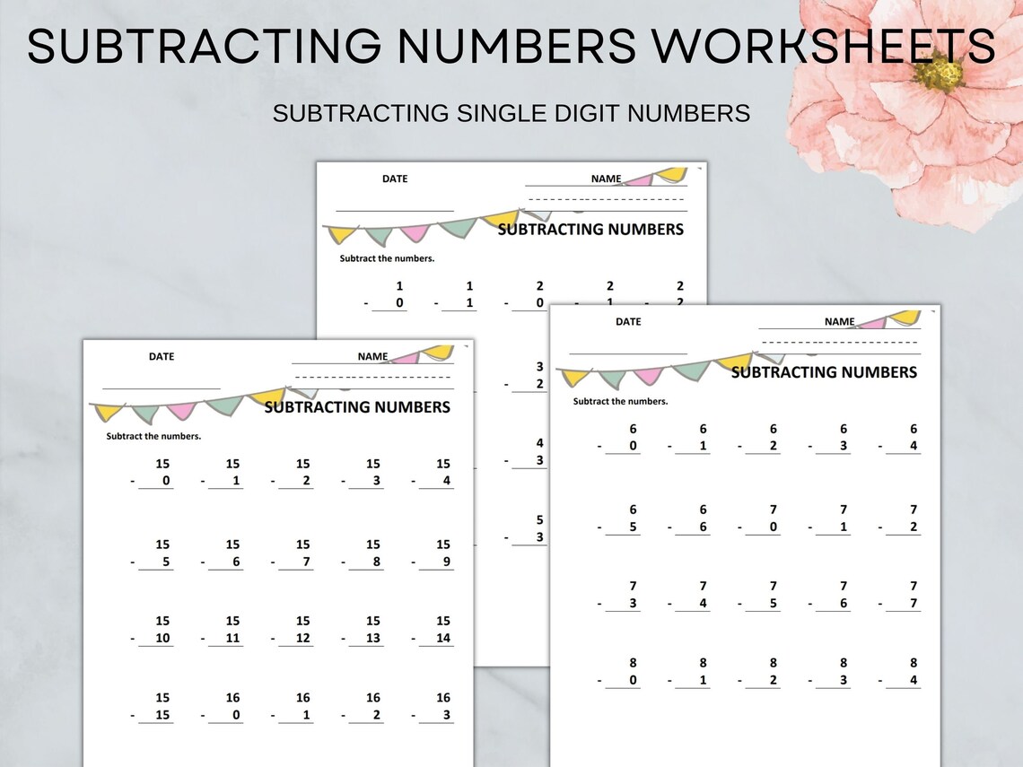 33 Printable Subtraction Worksheets and Answer Key Pre-school to 1st ...