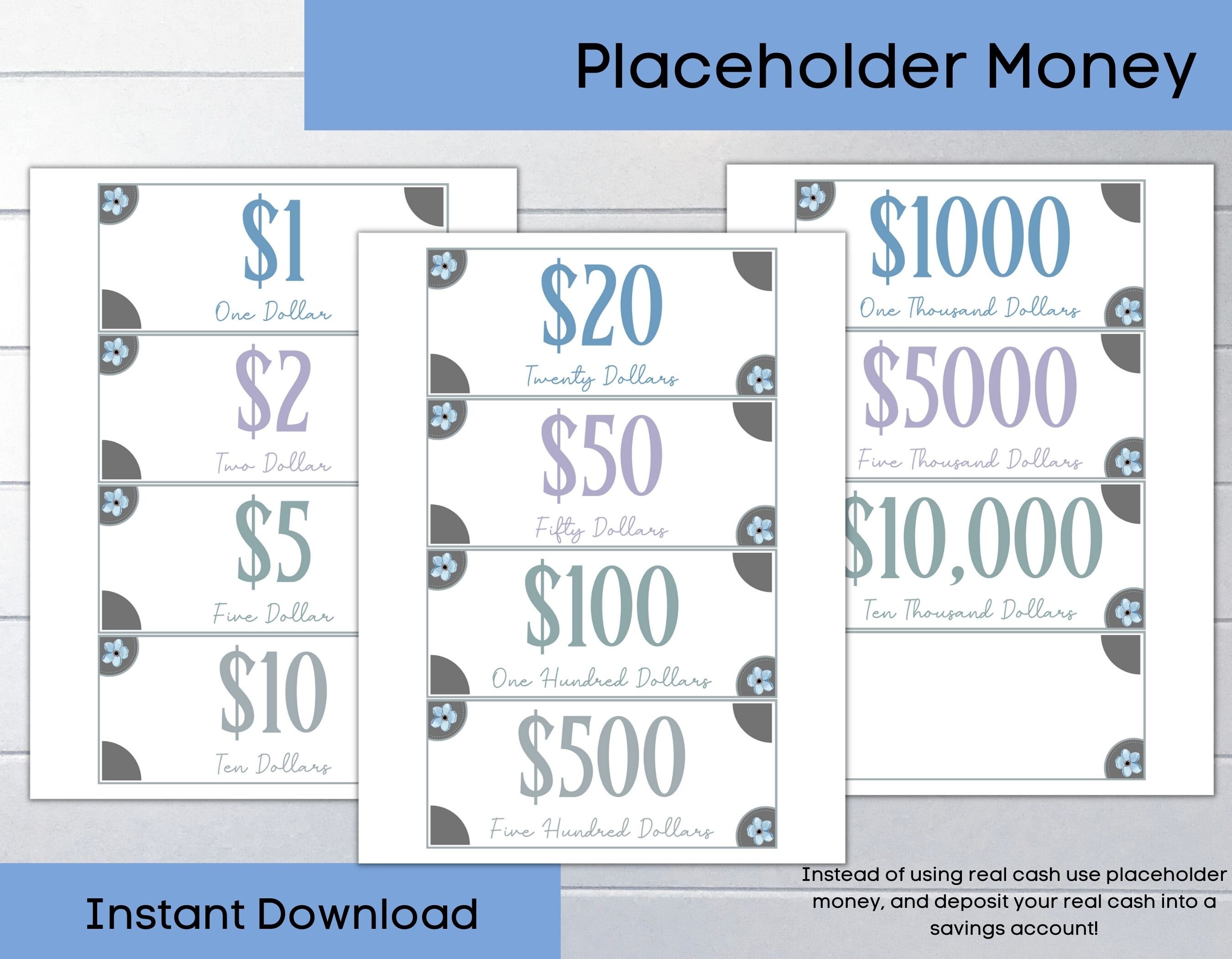 Money Placeholders Printable for A6 Budget Binders, Cash Envelope ...