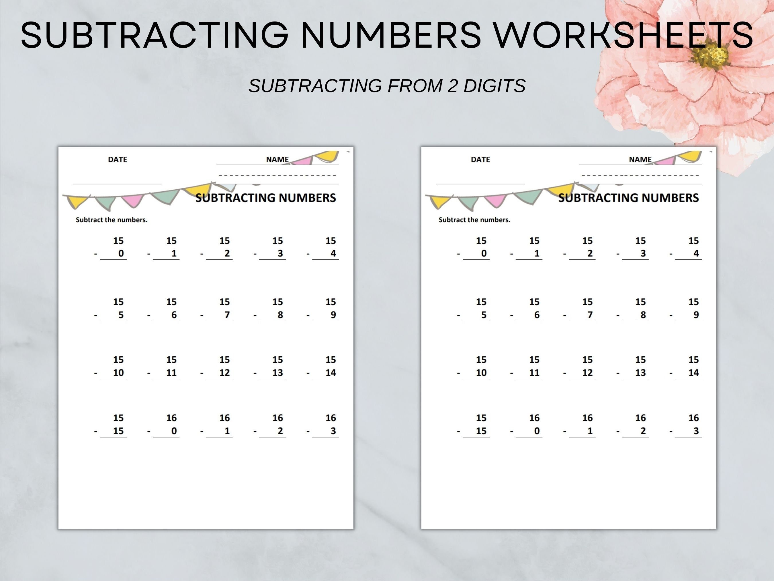 33 Printable Subtraction Worksheets and Answer Key Pre-school to 1st ...
