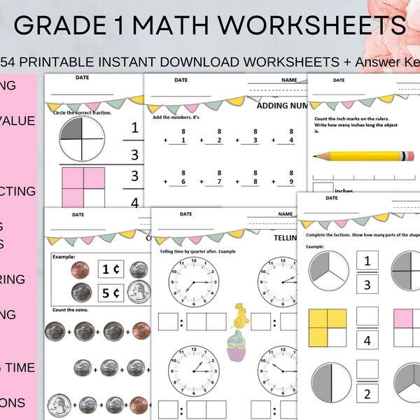 Math Worksheets - Etsy