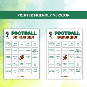 Husband Football Bingo, Boyfriend Football Bingo, Football Bingo ...