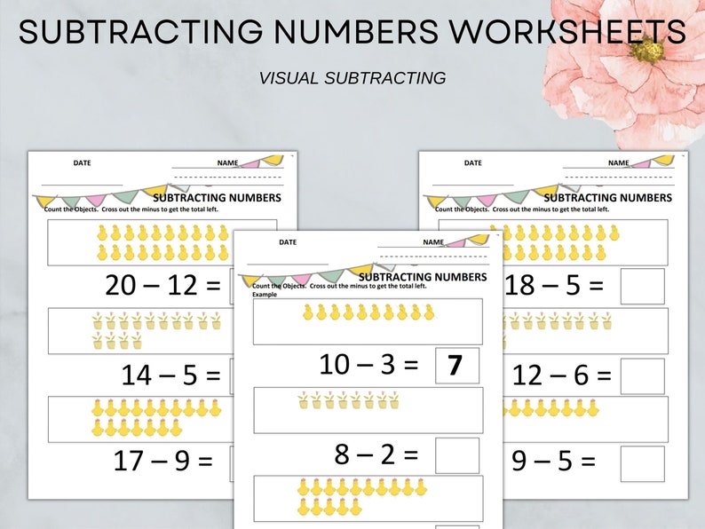33 Printable Subtraction Worksheets and Answer Key Pre-school to 1st ...