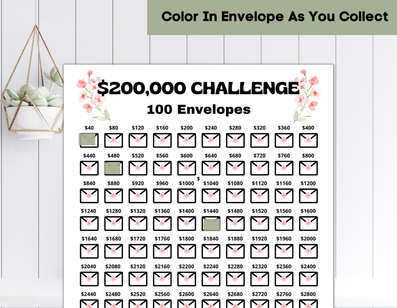 200K 100 Envelope Challenge, Cash Envelope Savings Challenge, Savings ...