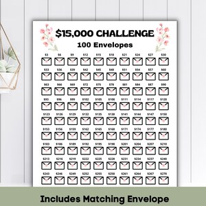 15K 100 Envelope Challenge, Cash Envelope Savings Challenge, Savings ...