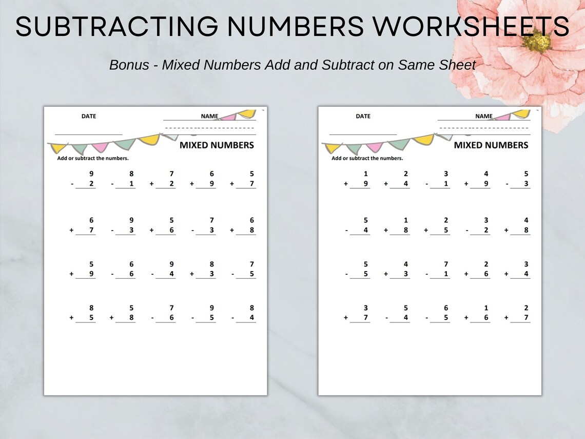 33 Printable Subtraction Worksheets and Answer Key Pre-school to 1st ...