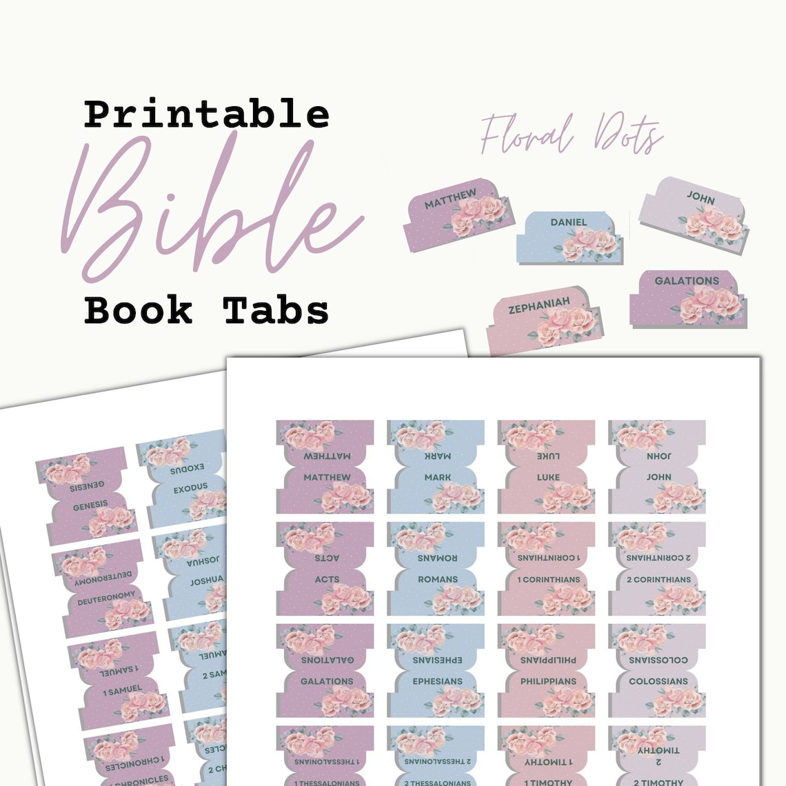 Floral Dots Bible Tabs: Printable DIY Book Tabs (digital Download) - Etsy