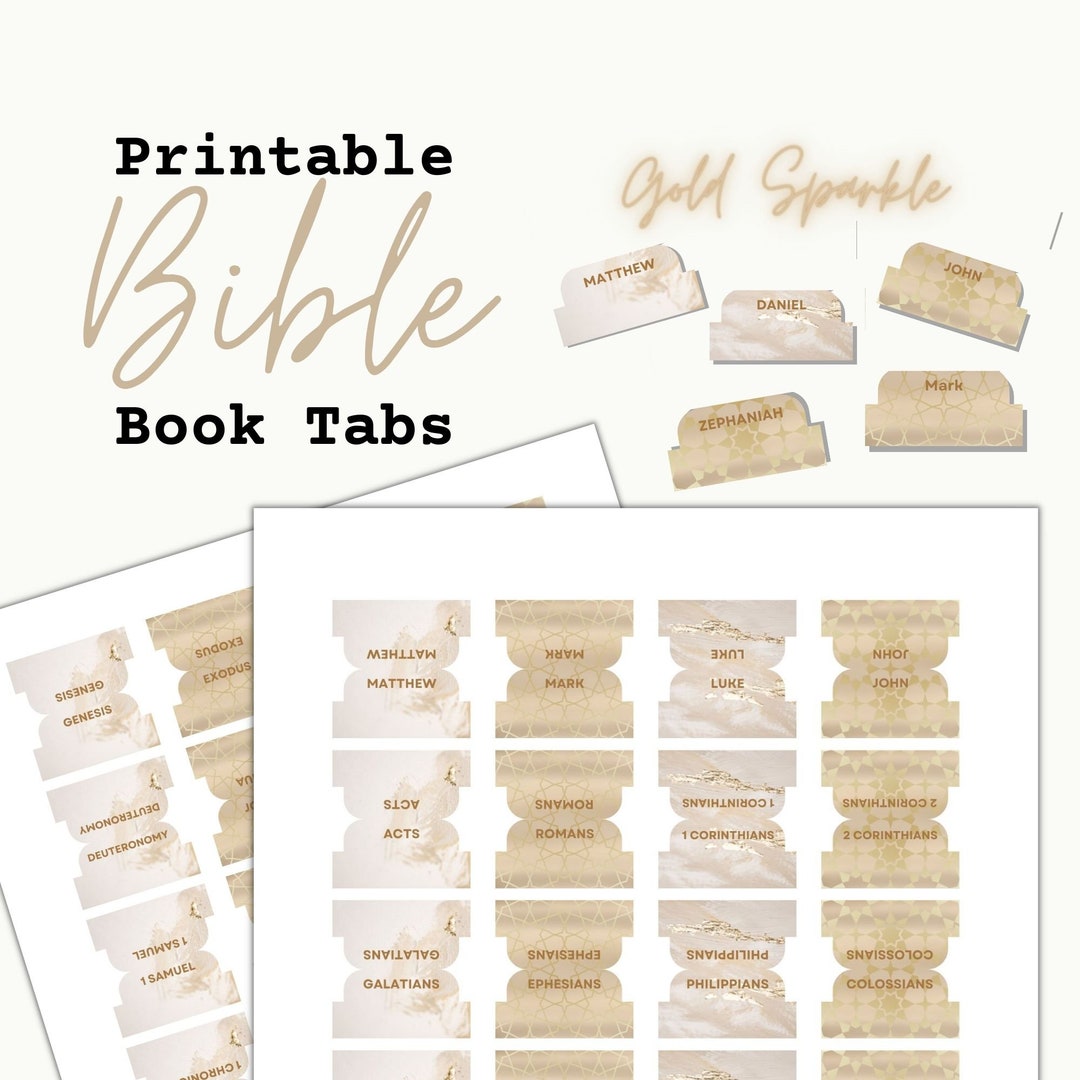 Printable Gold Sparkle Bible Tabs: Minimalist DIY (PNG Files) - Etsy
