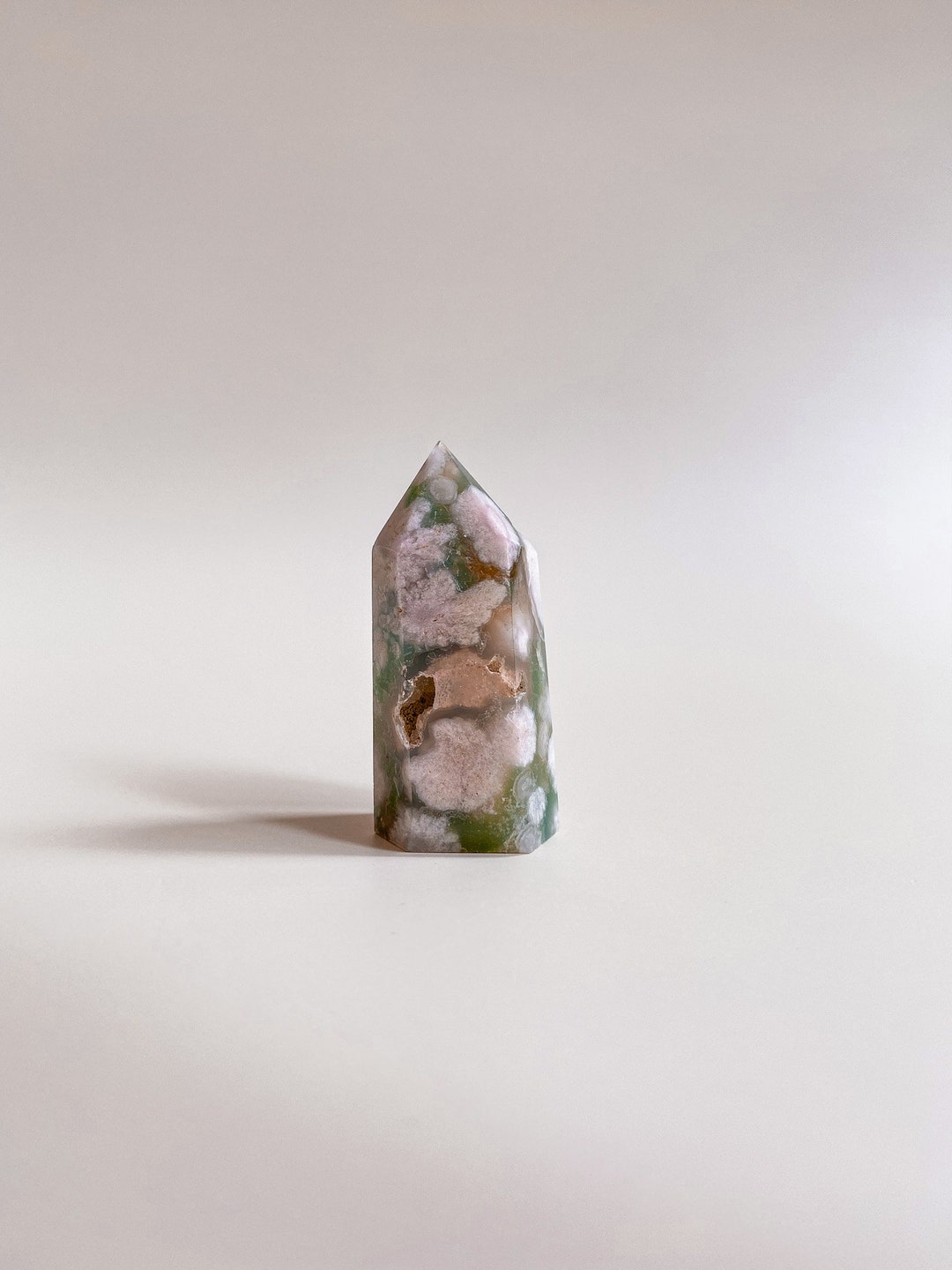 RARE // 4CM // Extra Quality Green Flower Agate Point Semi-polished ...