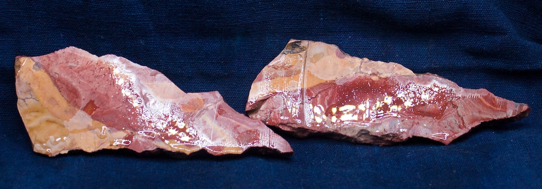 2 Lapidary Slabs- Red and Beige Banded Wonderstone Rhyolite - Etsy