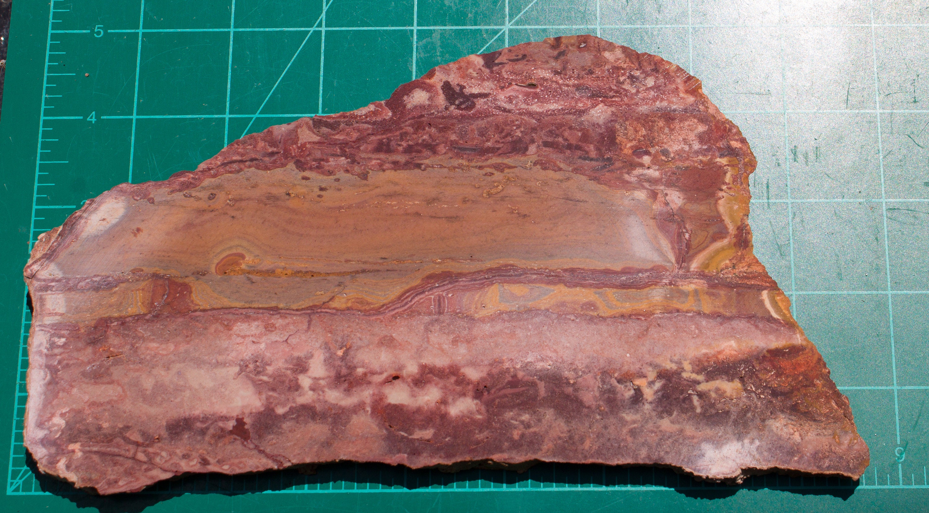 Lapidary Slab- Red, Yellow and Tan Banded Wonderstone Rhyolite - Etsy