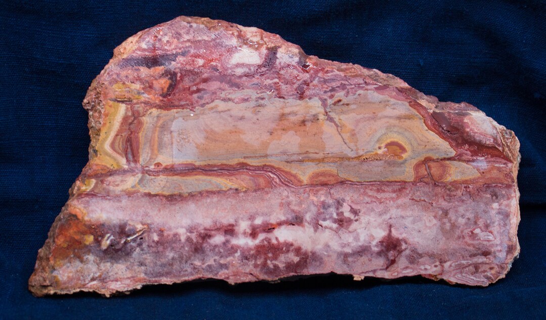 Lapidary Slab- Red, Yellow and Tan Banded Wonderstone Rhyolite - Etsy