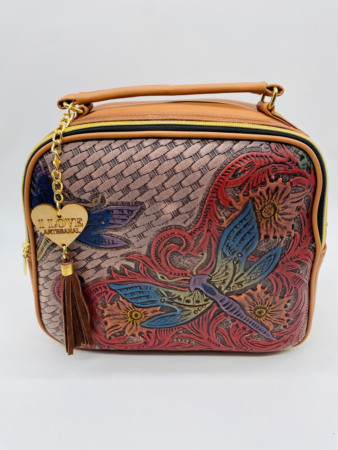 Tooled Mexican Hand Bag Artisanal Purse Mexican Purse Leather Crossbody ...