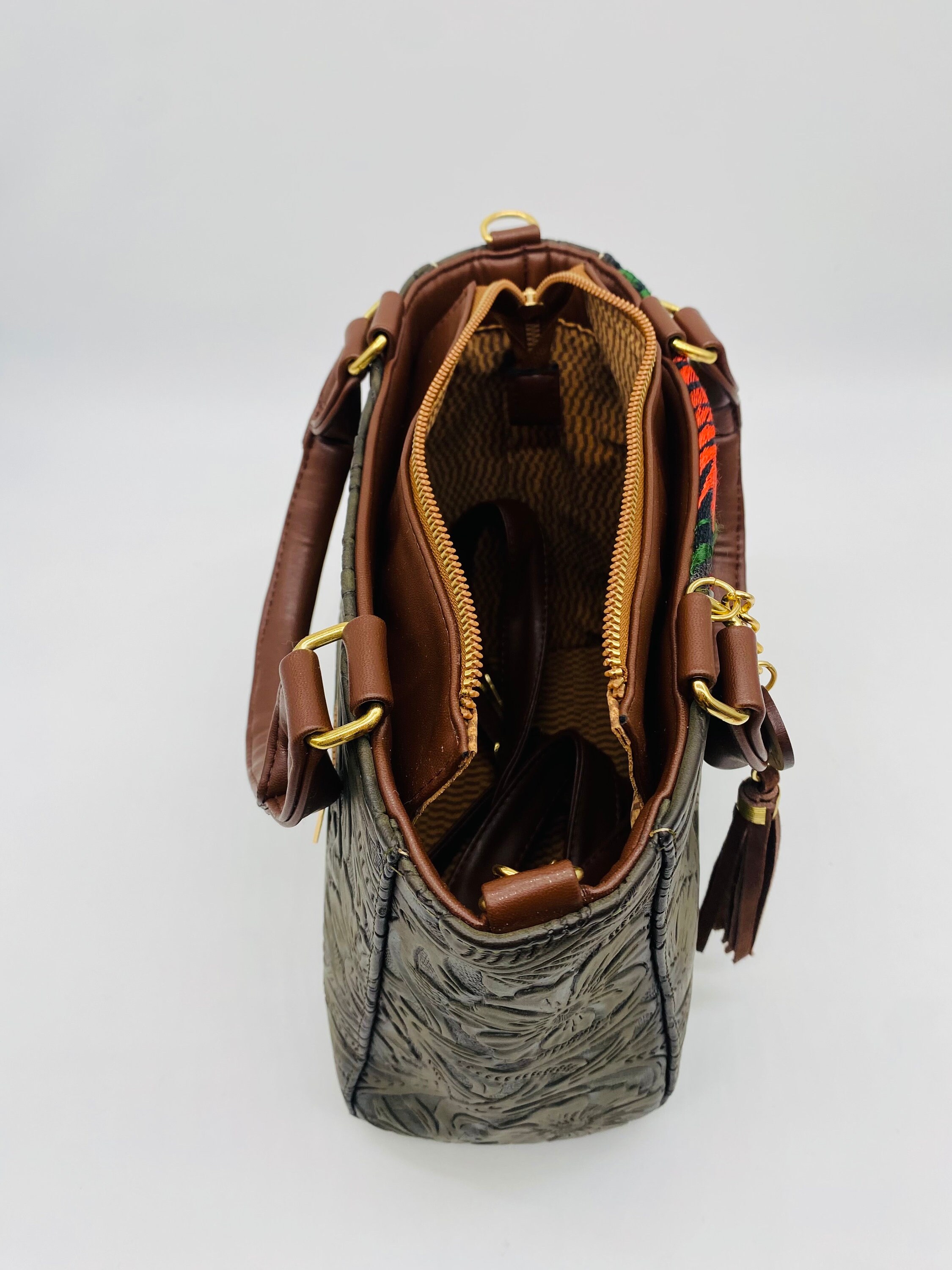 Tooled Mexican Hand Bag Artisanal Purse Mexican Purse Leather Crossbody ...