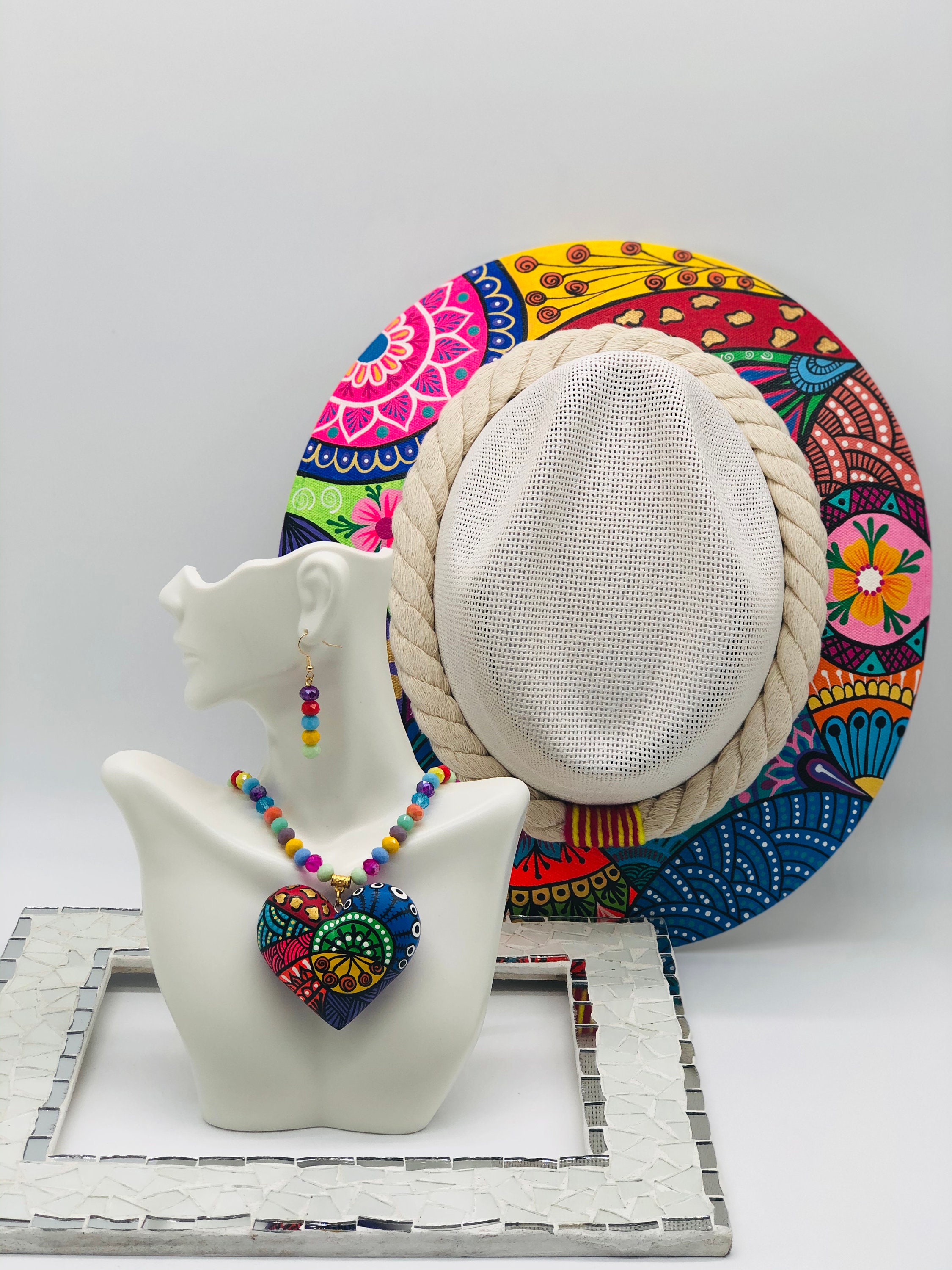 Hand Painted Mexican Artisan Set Hand Painted HAT Matching - Etsy