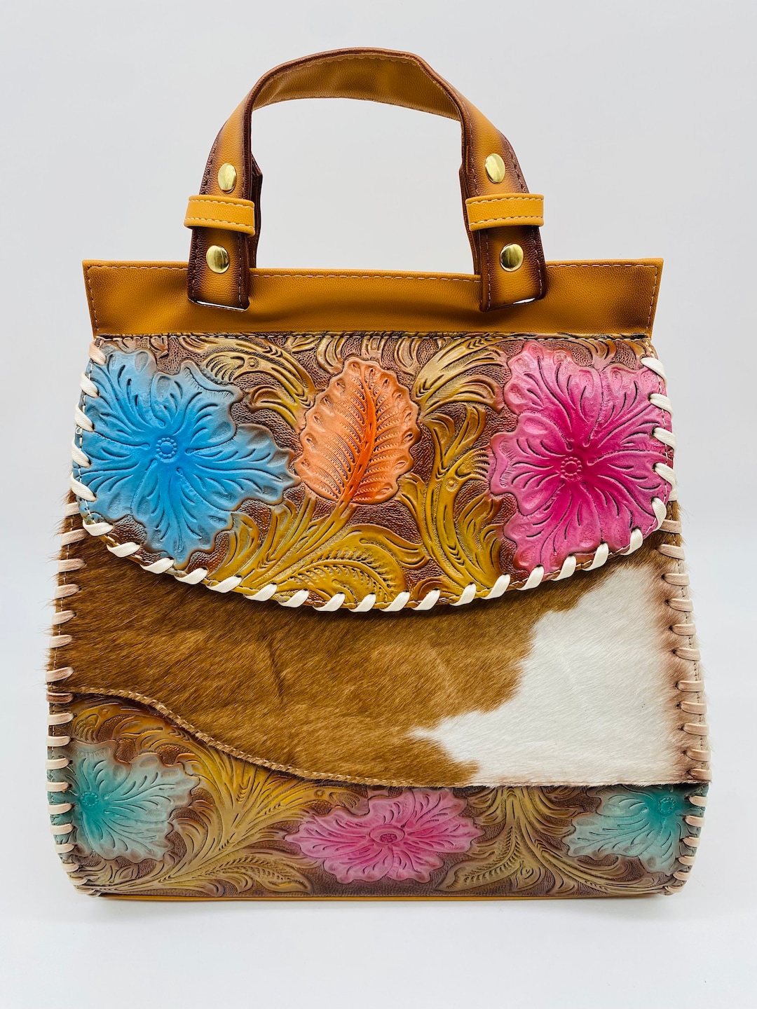 Tooled Mexican Hand Bag- Artisanal Purse- Mexican Purse- Leather ...