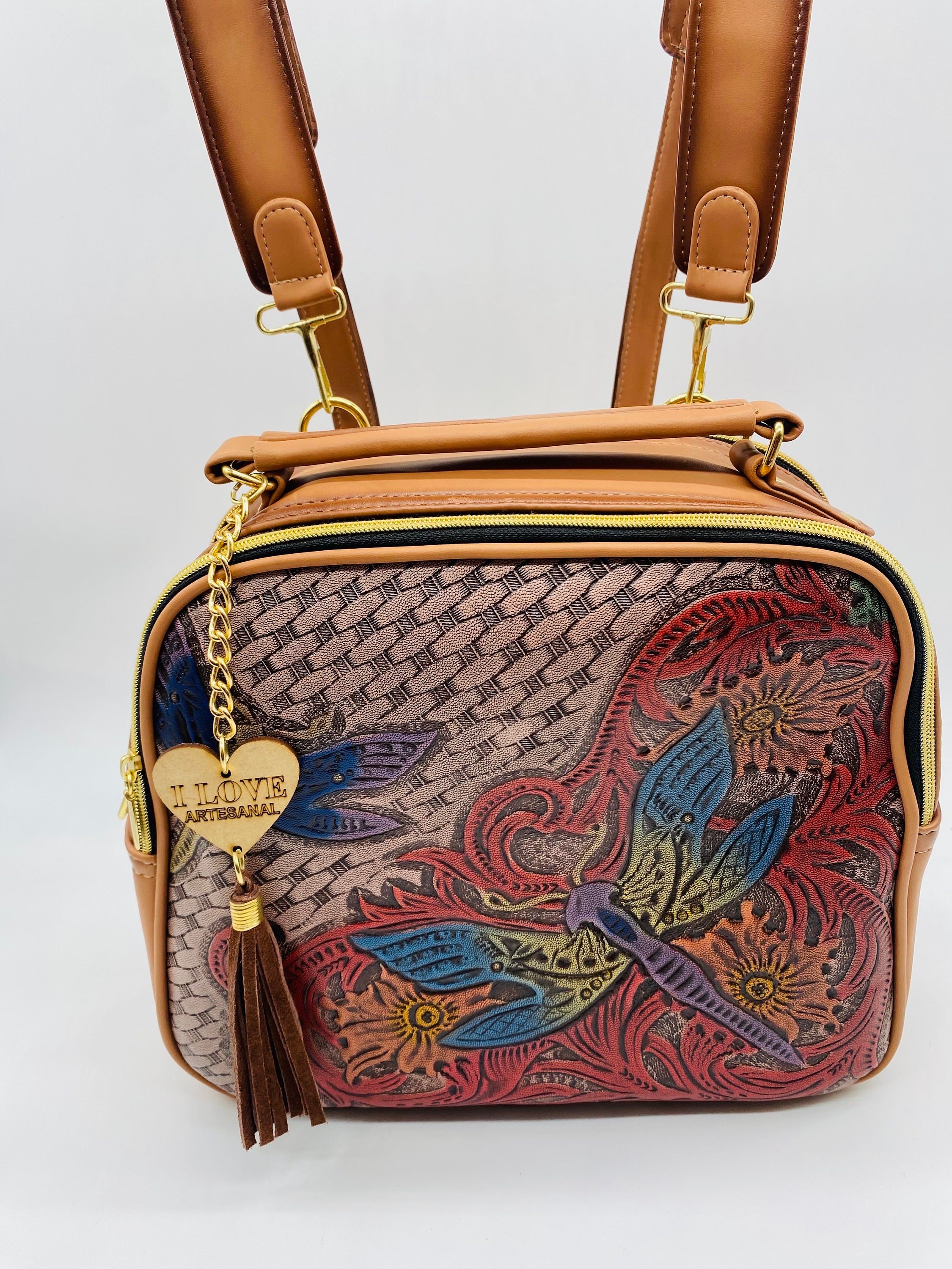 Tooled Mexican Hand Bag Artisanal Purse Mexican Purse Leather Crossbody ...