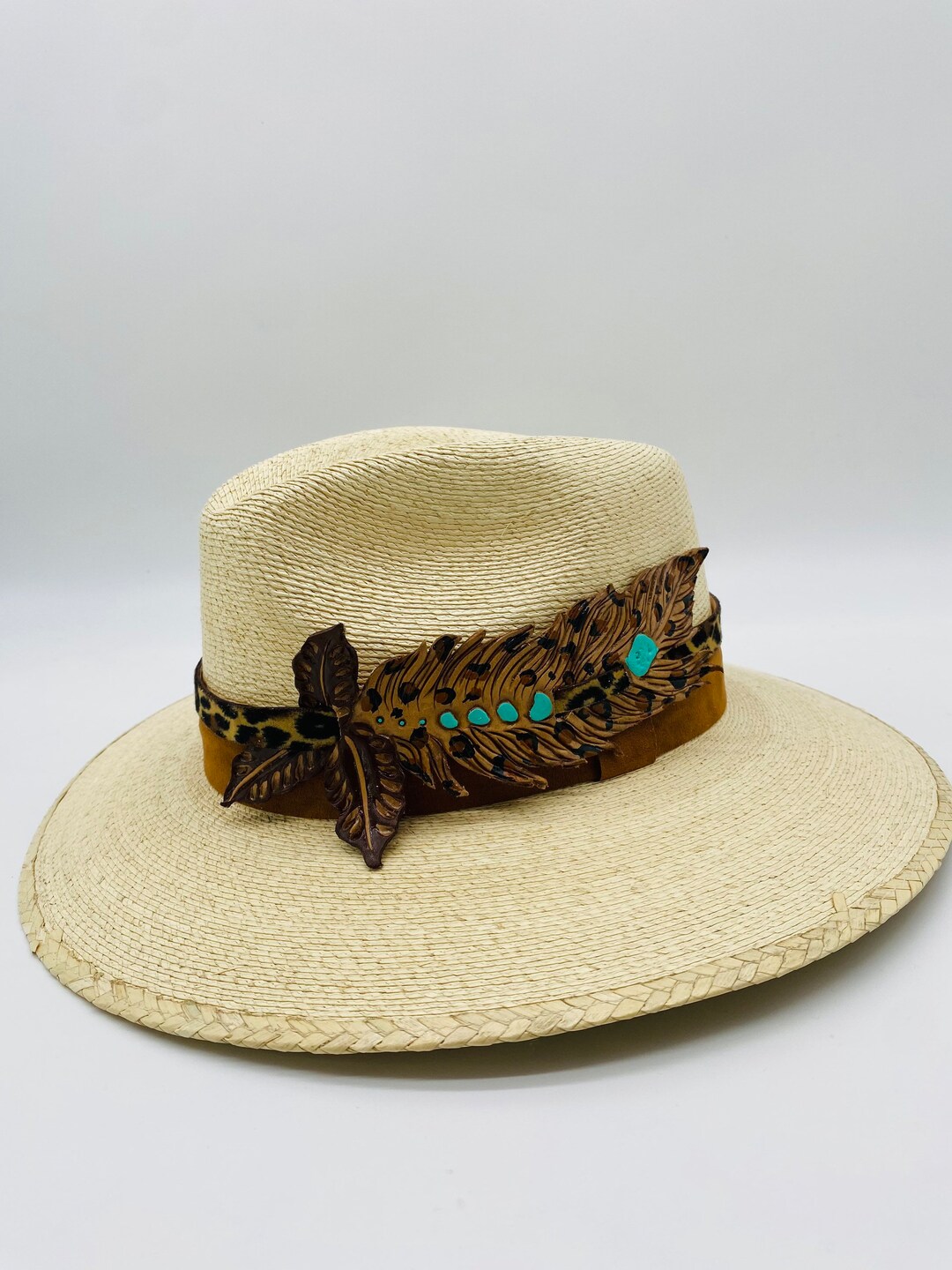 Palma Fedora HAT, With Leather Accessory Decoration, - Etsy